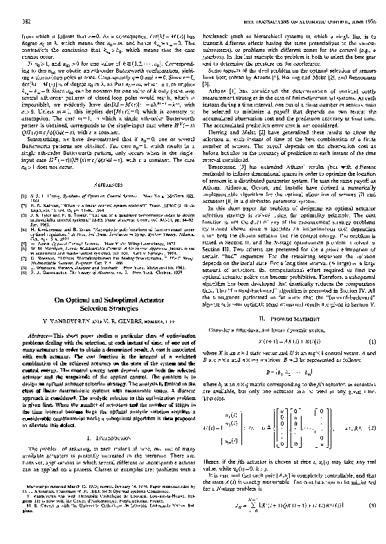 (PDF) On optimal and suboptimal actuator selection strategies
