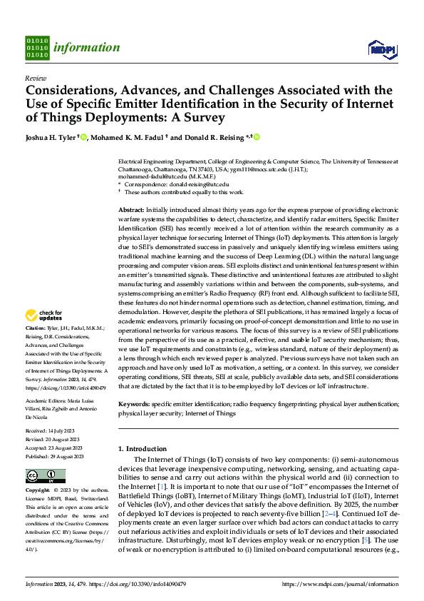 (PDF) Considerations, Advances, and Challenges Associated with the Use of Specific Emitter ...