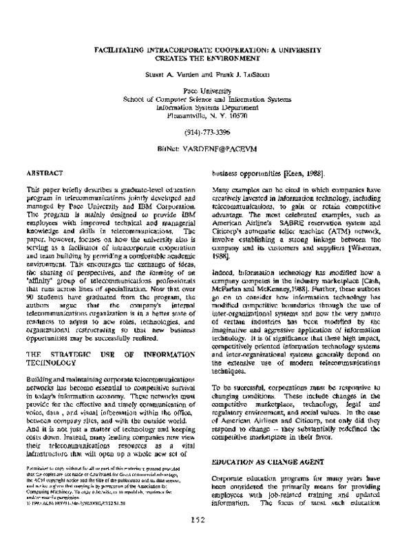 (PDF) Facilitating intracorporate cooperation