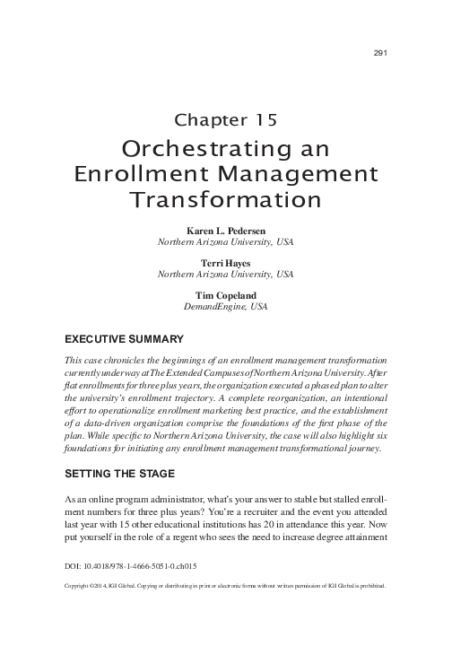 (PDF) Orchestrating an Enrollment Management Transformation