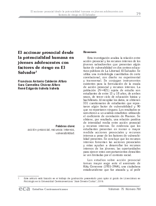 (PDF) El accionar prosocial desde la potencialidad humana en jóvenes ...
