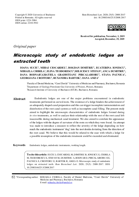 (PDF) Microscopic study of endodontic ledges on extracted teeth