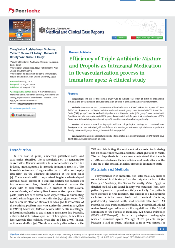 (PDF) Efficiency of Triple Antibiotic Mixture and Propolis as ...