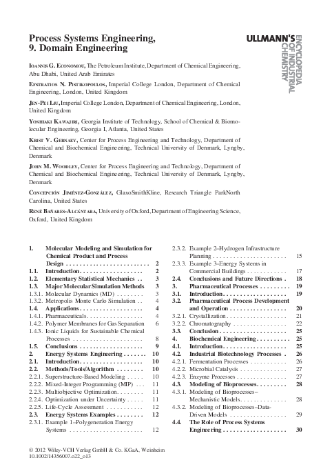 (PDF) Process Systems Engineering, 9. Domain Engineering