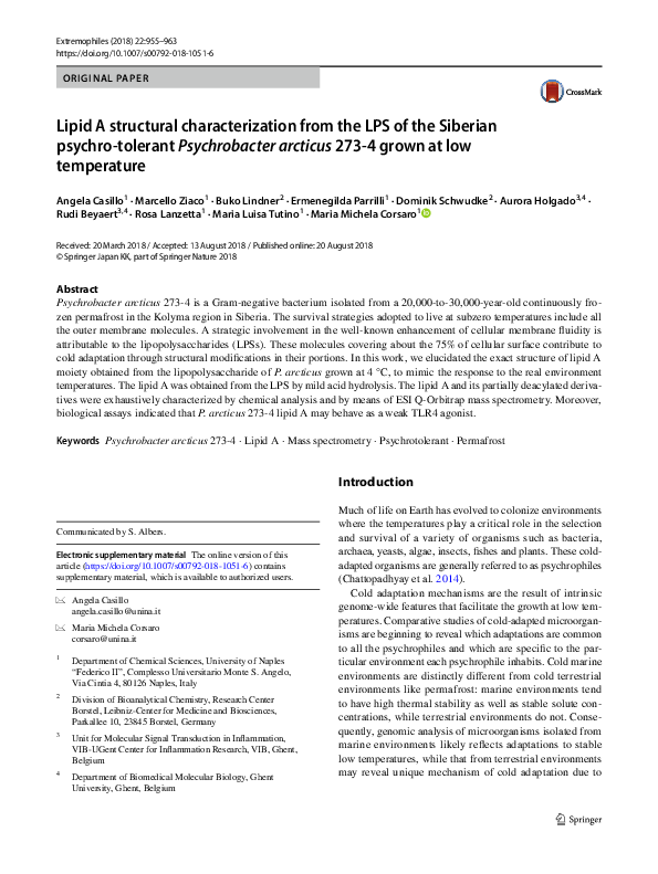 (PDF) Lipid A structural characterization from the LPS of the Siberian ...