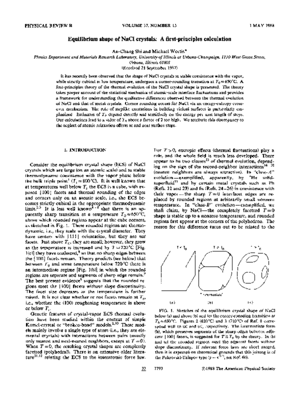 (PDF) Equilibrium shape of NaCl crystals: A first-principles calculation