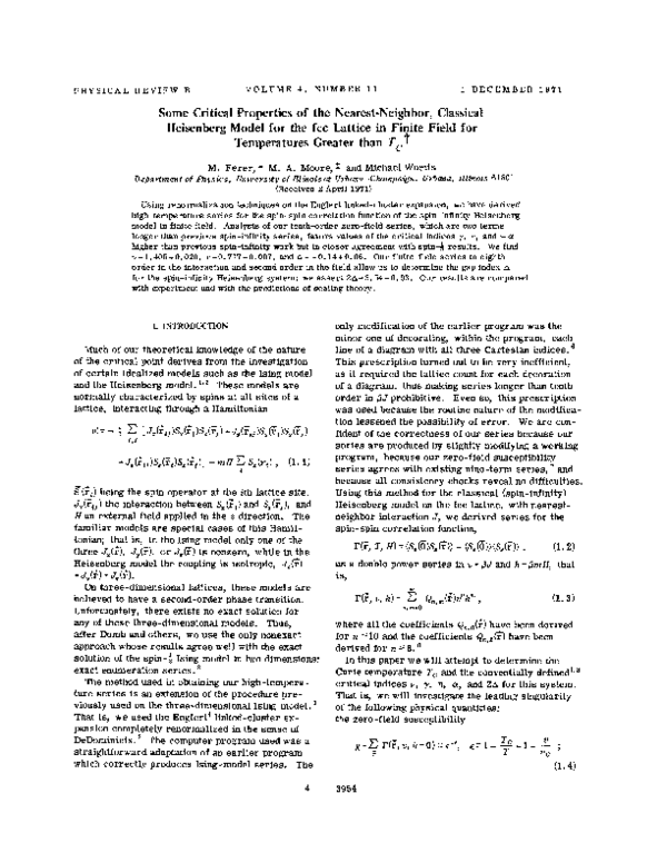 (PDF) Some Critical Properties of the Nearest-Neighbor, Classical ...