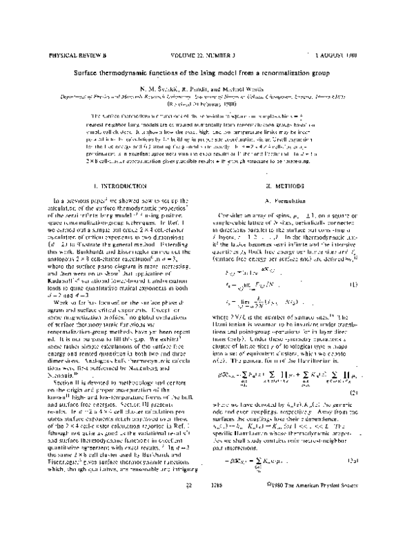 (PDF) Surface thermodynamic functions of the Ising model from a renormalization group