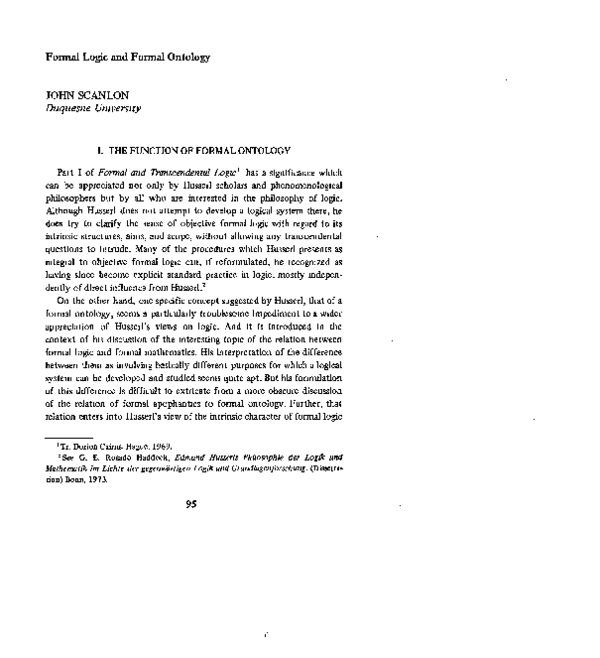 (PDF) Formal Logic and Formal Ontology