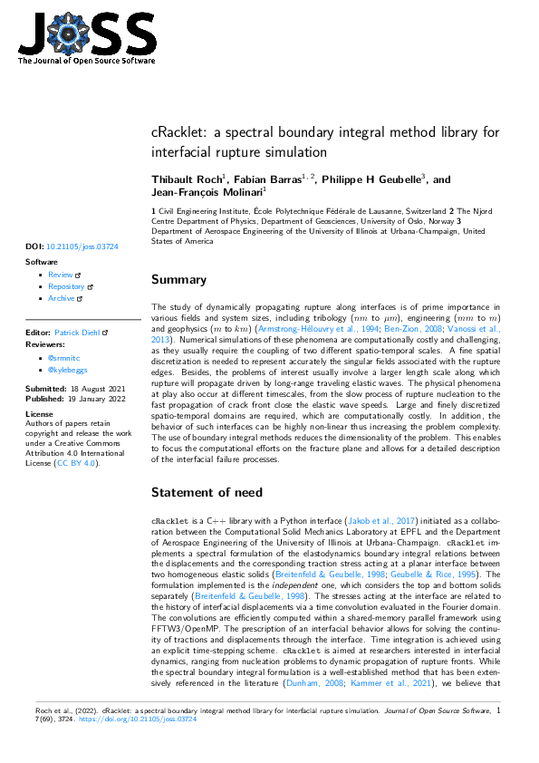 (PDF) cRacklet: Boundary Integral Method for Rupture Simulation