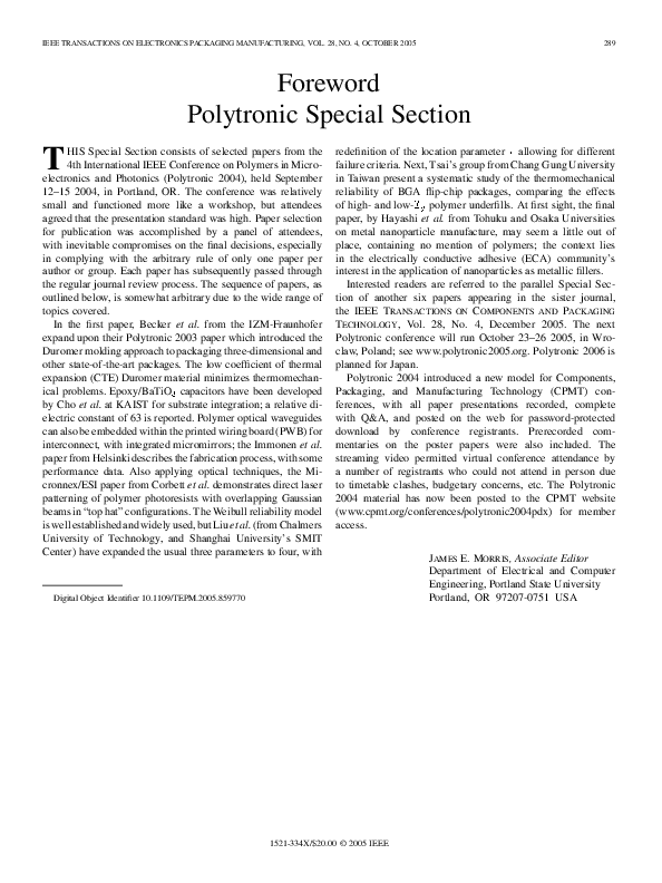 (PDF) Foreword Polytronic Special Section | James Morris - Academia.edu