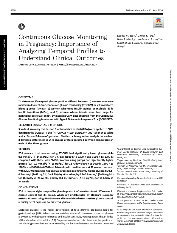 (PDF) Continuous Glucose Monitoring in Pregnancy: Importance of ...