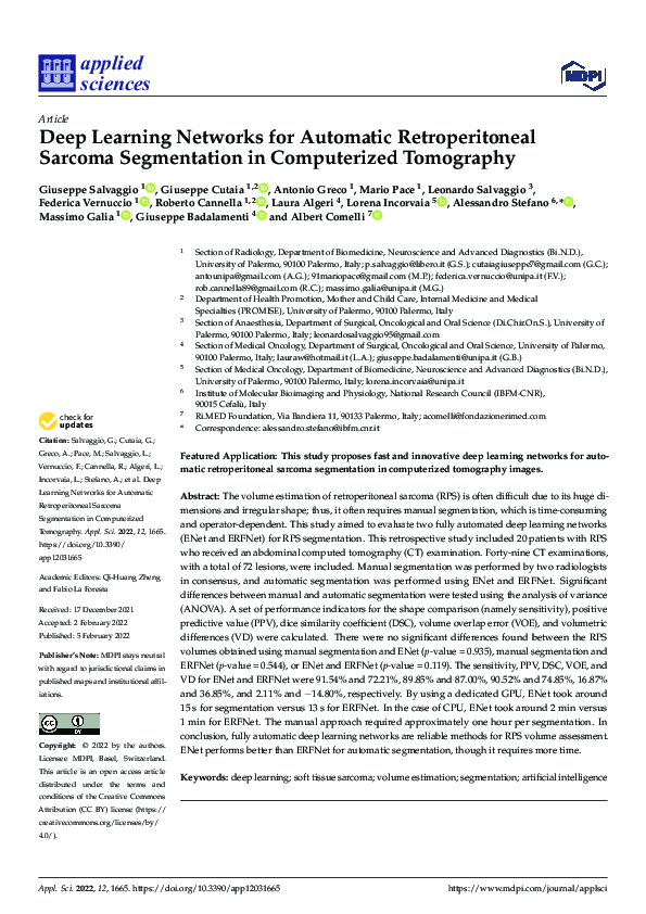 (PDF) Automated Sarcoma Segmentation via Deep Learning