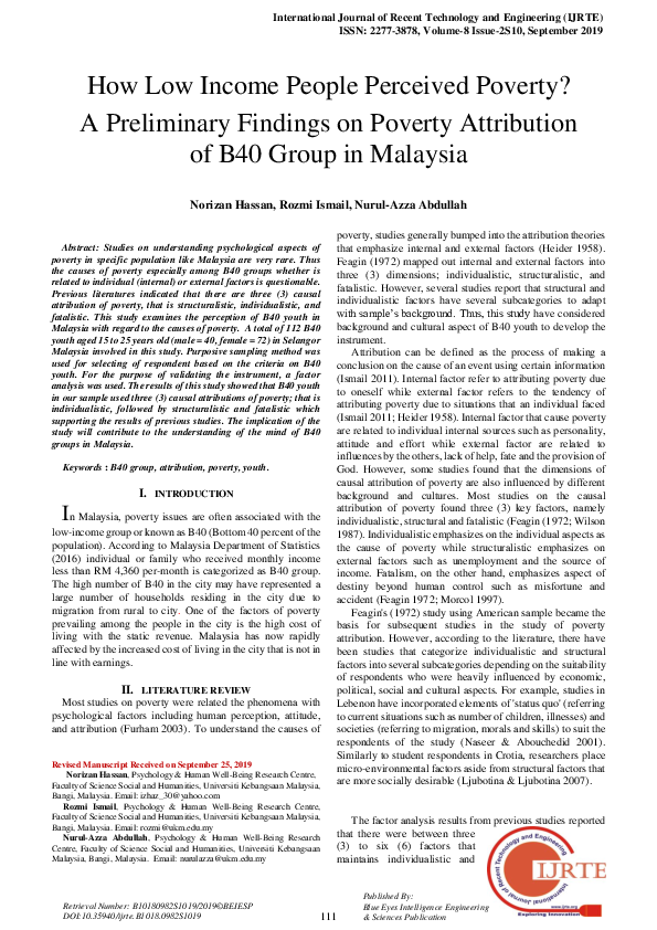 (PDF) How Low Income People Perceived Poverty? A Preliminary Findings ...