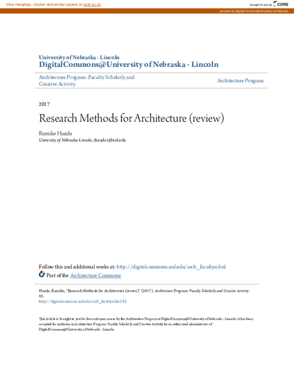 (PDF) Research Methods for Architecture (review)