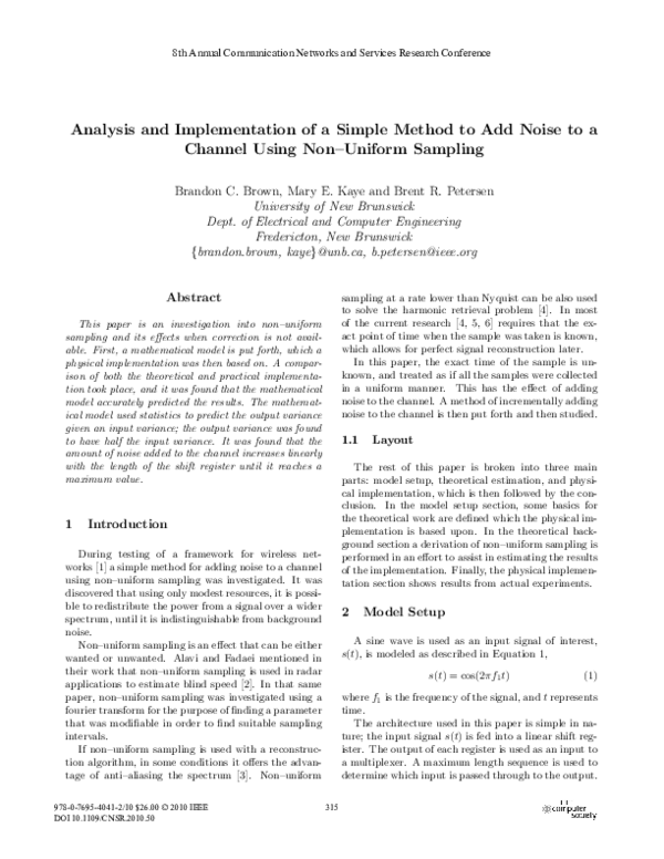(PDF) Analysis and Implementation of a Simple Method to Add Noise to a Channel Using Non-uniform ...