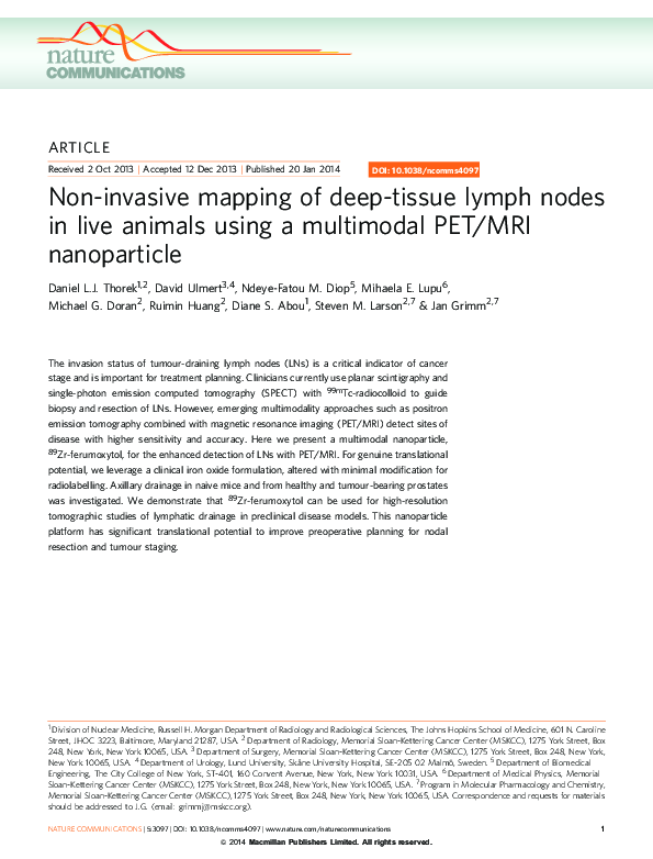 (PDF) Non-invasive mapping of deep-tissue lymph nodes in live animals ...