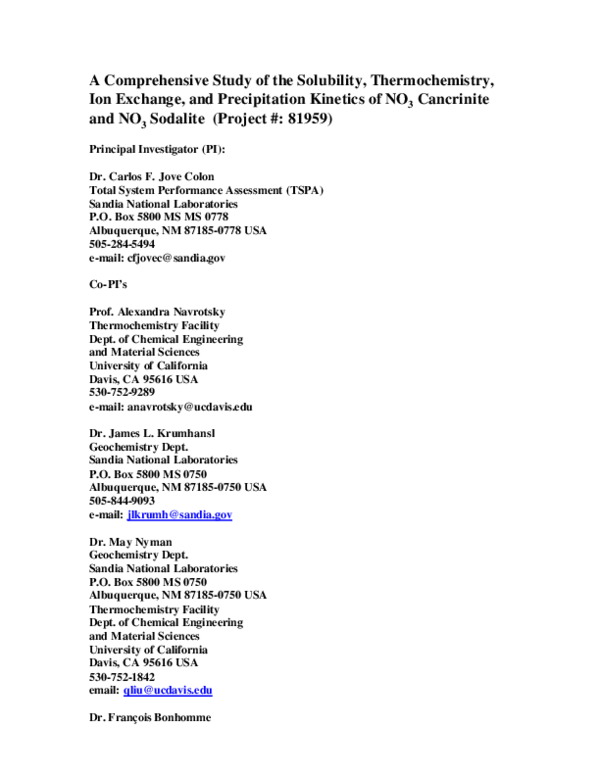 (PDF) A Comprehensive Study of the Solubility, Thermochemistry, Ion ...