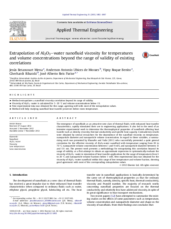 (PDF) Extrapolation of Al2O3–water nanofluid viscosity for temperatures ...