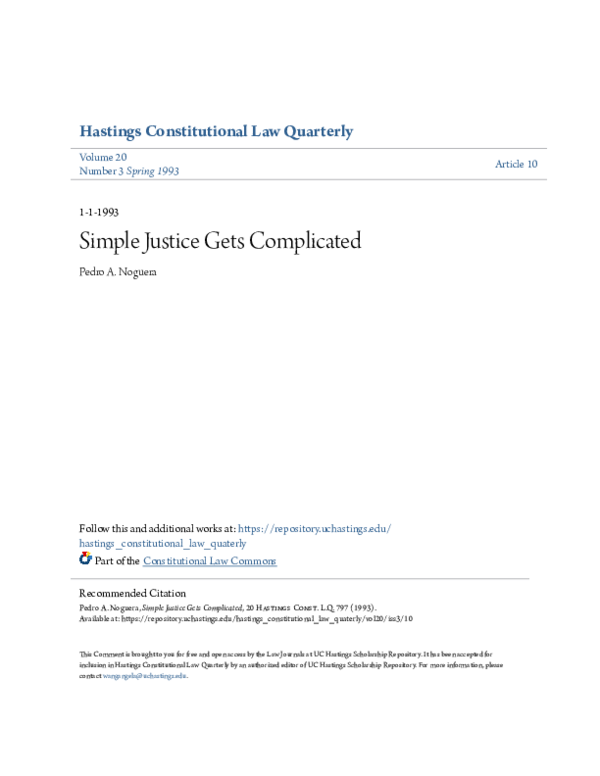 (PDF) Simple Justice Gets Complicated