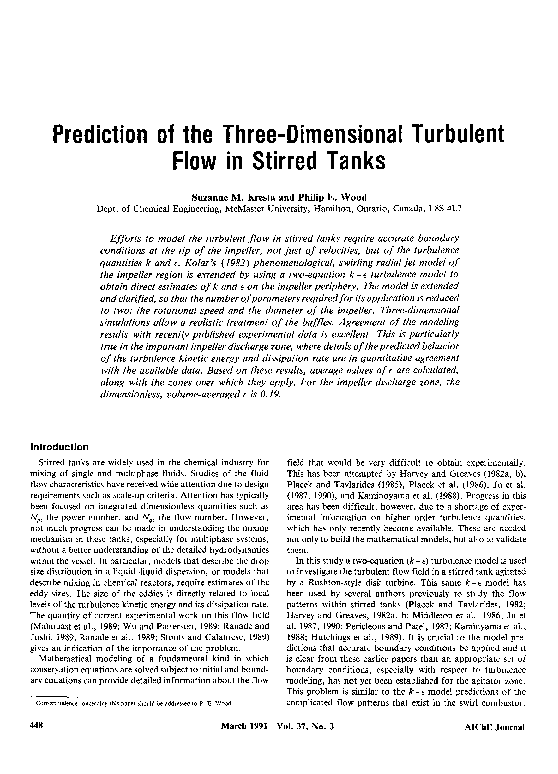 (PDF) Prediction of three-dimensional turbulent flows in a dump diffuser