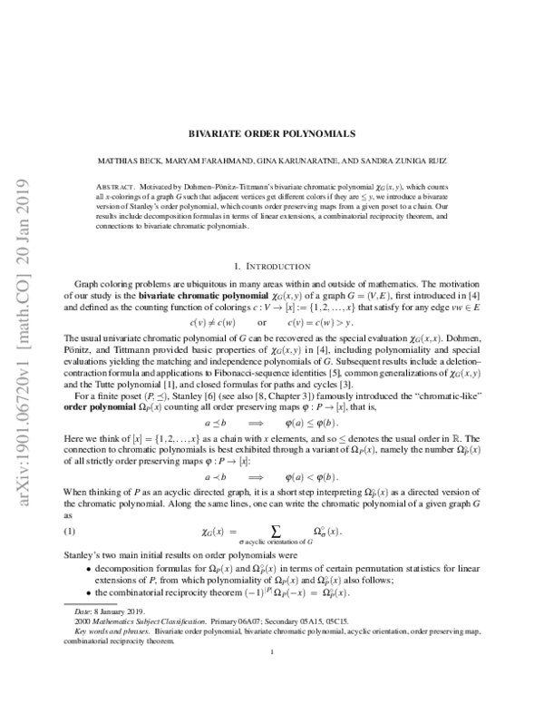 (PDF) Bivariate Order Polynomials