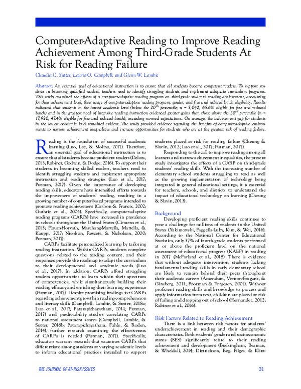 (PDF) Computer-Adaptive Reading to Improve Reading Achievement among ...