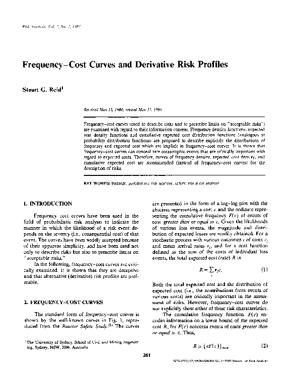(PDF) Frequency-Cost Curves and Derivative Risk Profiles