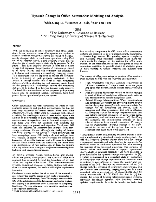 (PDF) Dynamic change in office automation