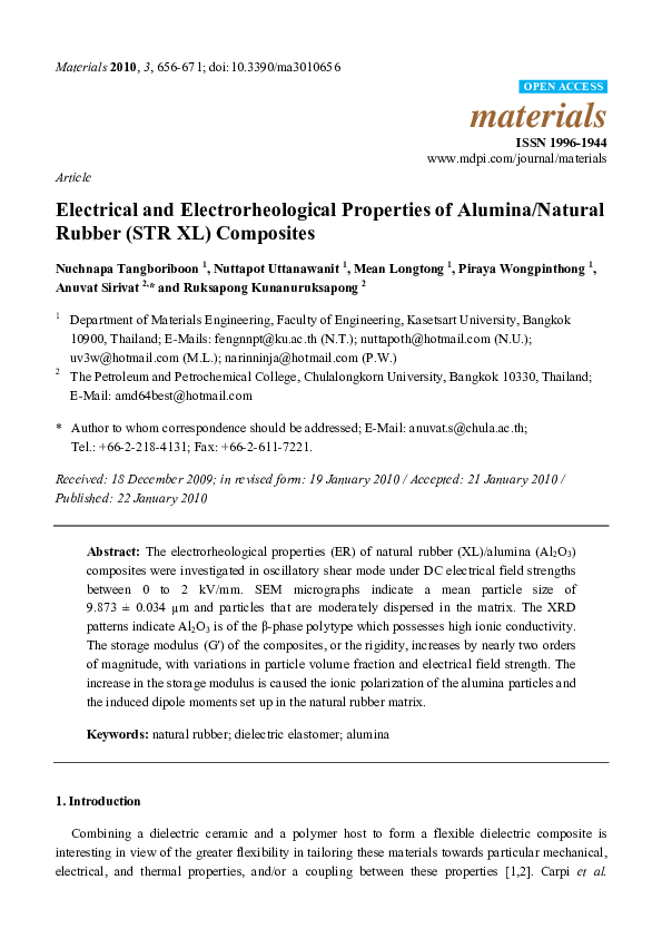 (PDF) Electrical and Electrorheological Properties of Alumina/Natural ...