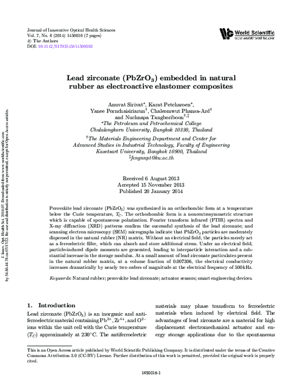 (PDF) Lead zirconate (PbZrO3) embedded in natural rubber as ...