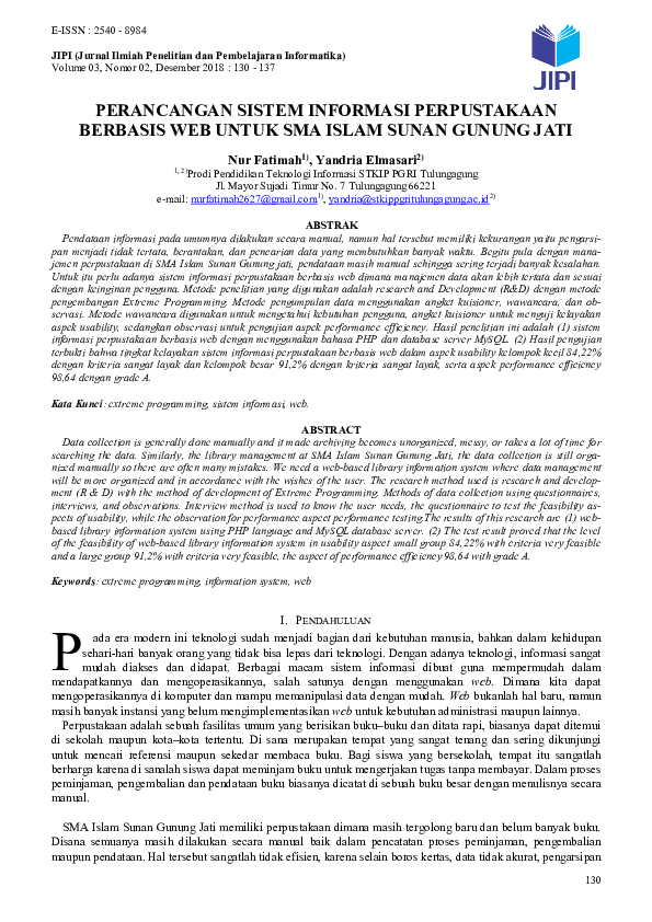 (PDF) Perancangan Sistem Informasi Perpustakaan Berbasis Web Dengan ...