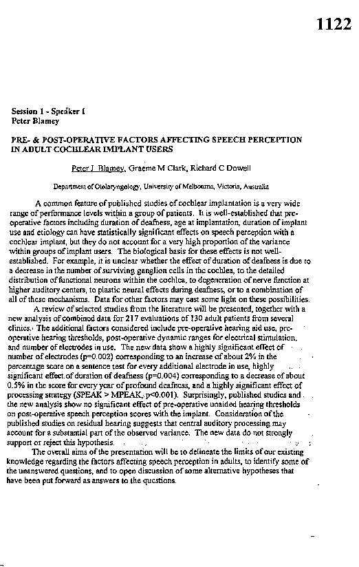 (PDF) Pre- & post-operative factors affecting speech perception in ...