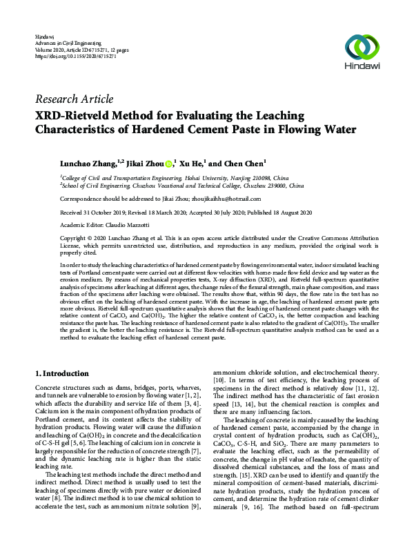 (PDF) XRD-Rietveld Method for Evaluating the Leaching Characteristics of Hardened Cement Paste ...