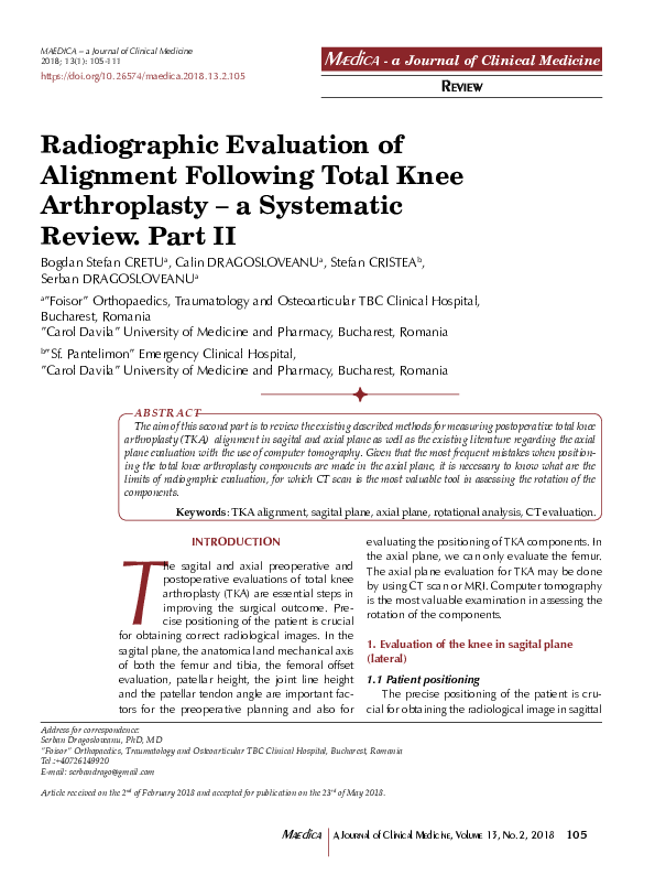 (PDF) Radiographic Evaluation of Alignment Following Total Knee ...