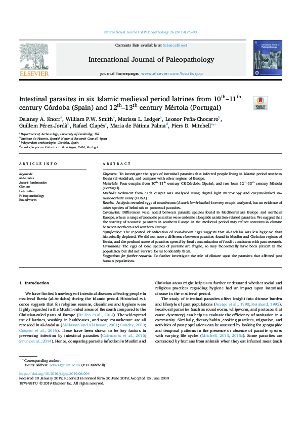 (PDF) Intestinal parasites in six Islamic medieval period latrines from ...