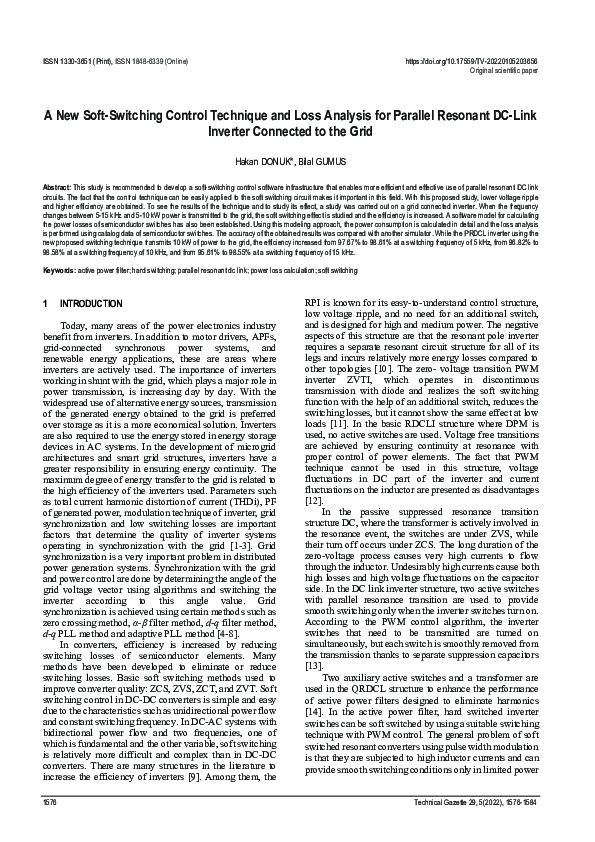 (PDF) A New Soft-Switching Control Technique and Loss Analysis for Parallel Resonant DC-Link ...