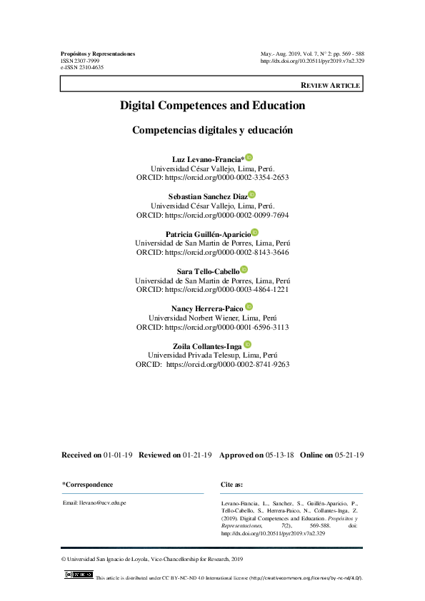 (PDF) Digital Competences and Education