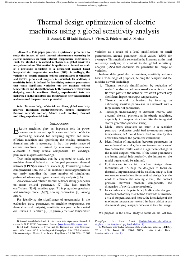 (PDF) Optimizing Electric Machine Thermal Design