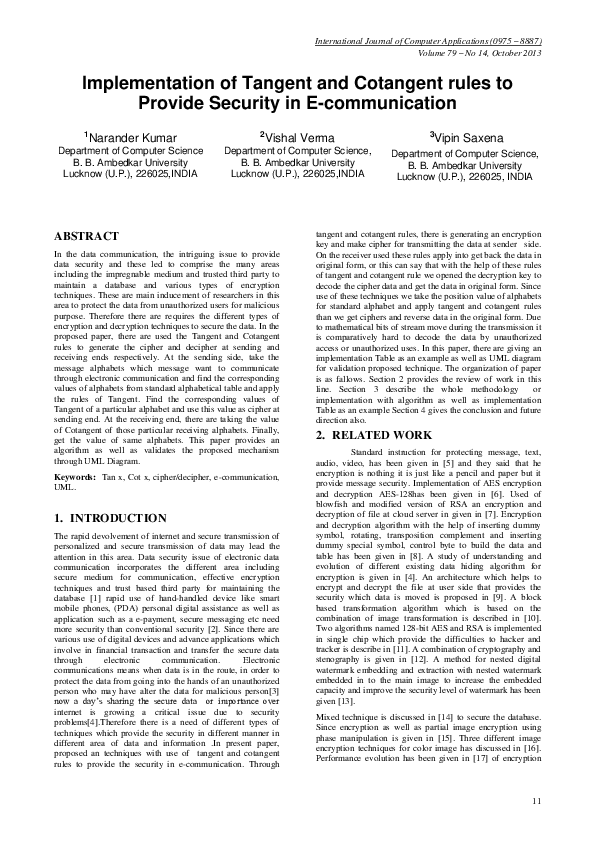 (PDF) Implementation of Tangent and Cotangent rules to Provide Security ...