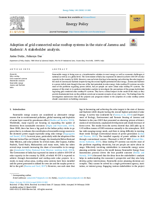 (PDF) Adoption of grid-connected solar rooftop systems in the state of ...