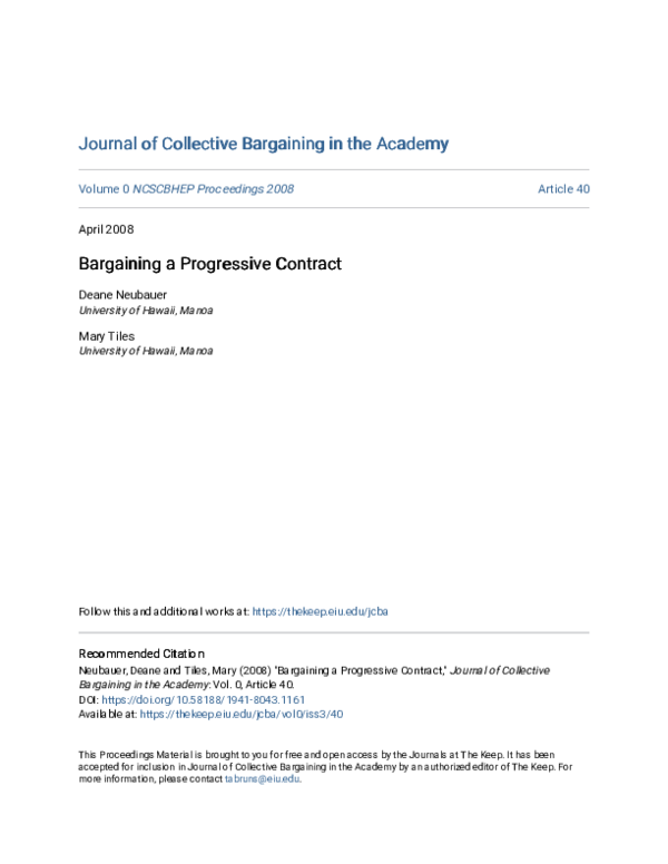 (PDF) Bargaining a Progressive Contract