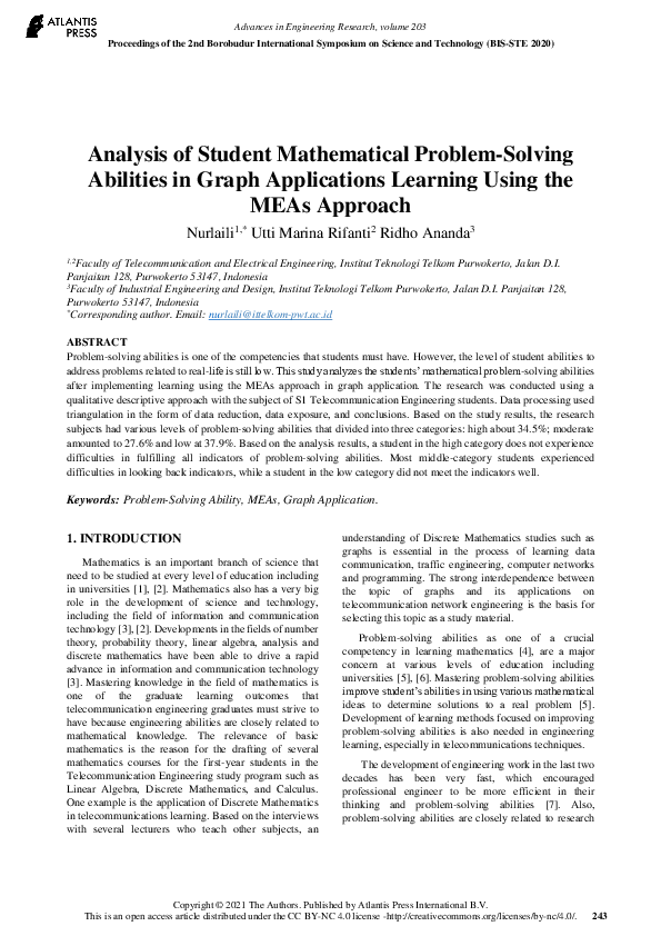(PDF) Analysis of Student Mathematical Problem-Solving Abilities in Graph Applications Learning ...