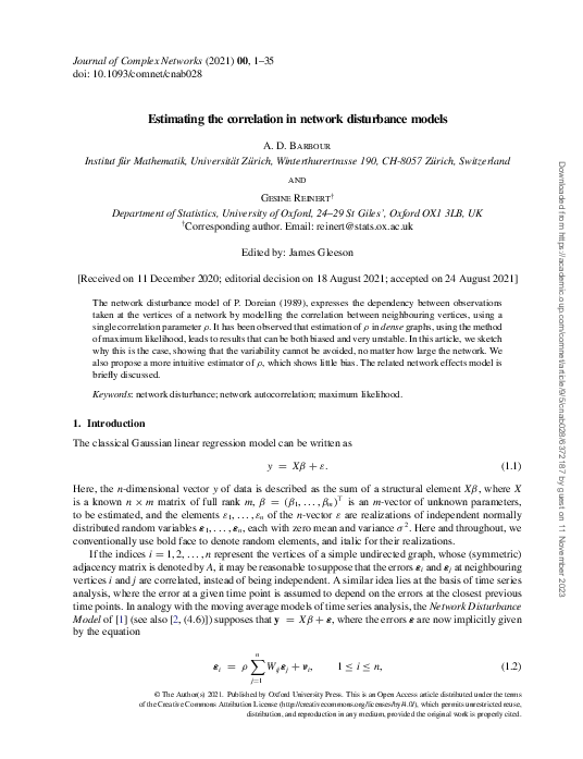 (PDF) Estimating the correlation in network disturbance models