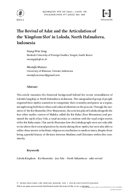 (PDF) The Revival of Adat and the Articulation of the ‘Kingdom Slot’ in ...
