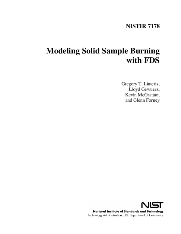 (PDF) Modeling Solid Sample Burning With FDS