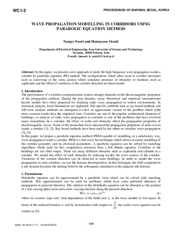 (PDF) Wave Propagation Modelling in Corridors Using Parabolic Equation ...