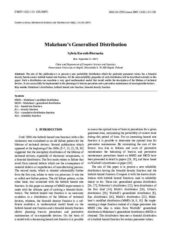(PDF) Makeham’s Generalised Distribution