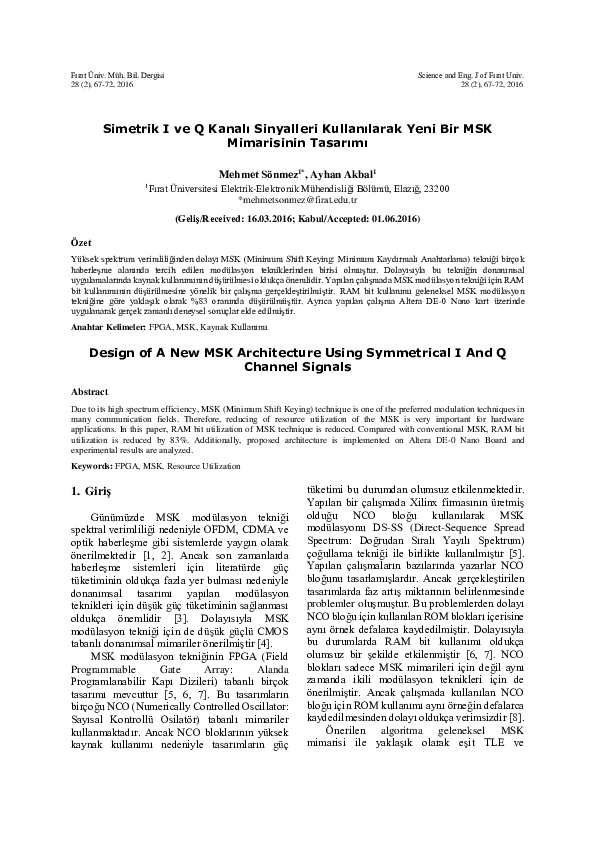 (PDF) Design of A New MSK Architecture Using Symmetrical I And Q ...