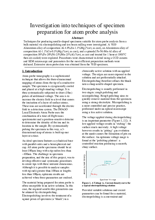 (PDF) Investigation into techniques of specimen preparation for atom ...